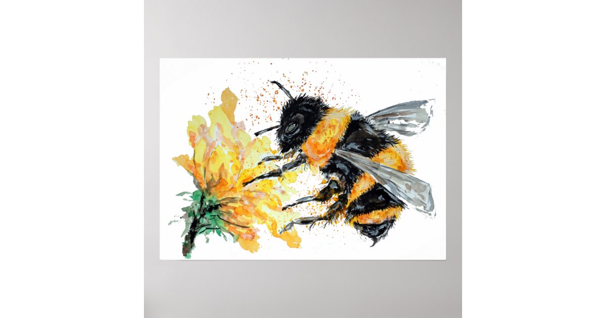 Bumble Bee collecting Pollen Poster | Zazzle