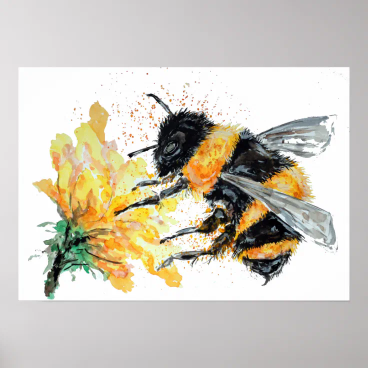 Bumble Bee collecting Pollen Poster | Zazzle