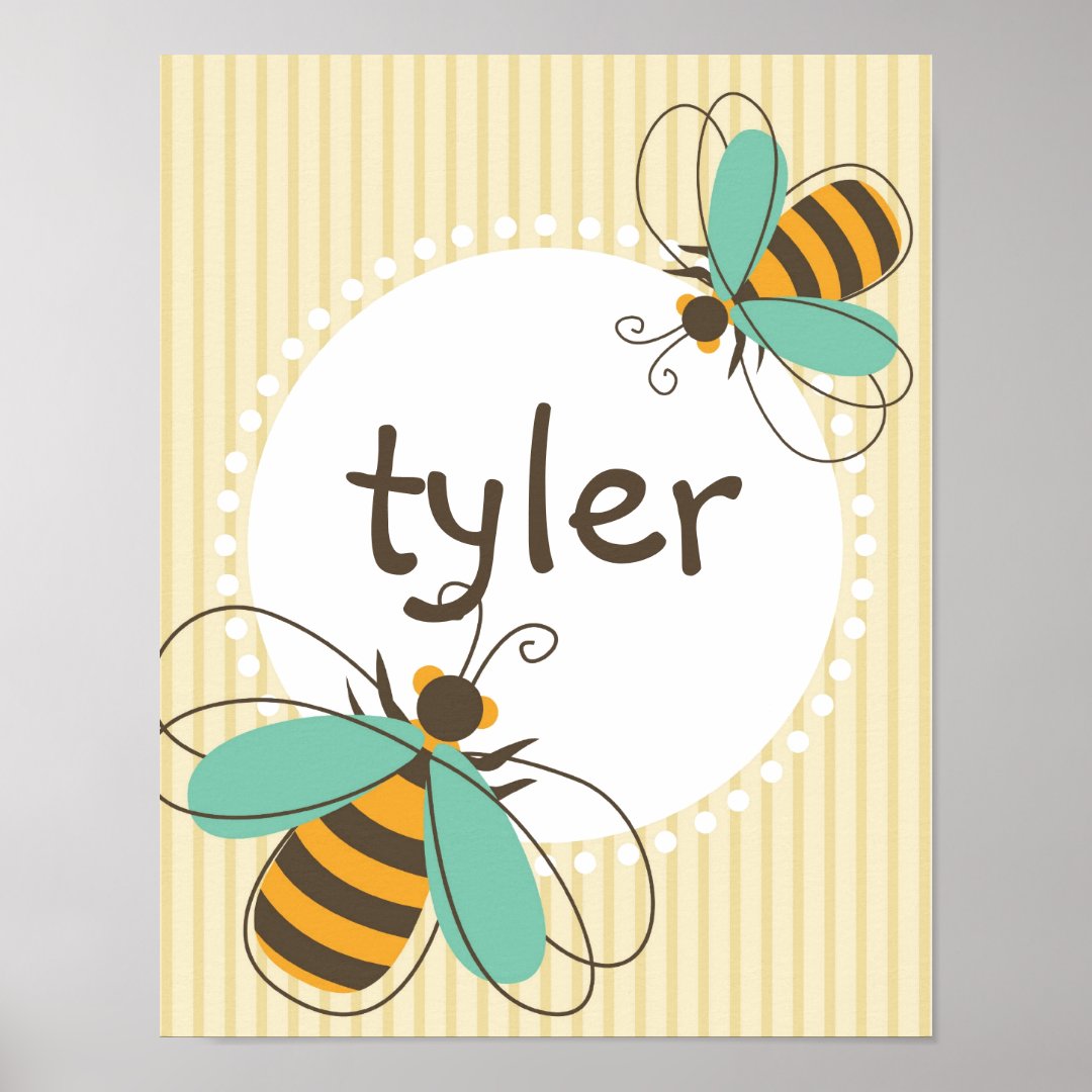 Bumble Bee Custom Name Kid Poster | Zazzle