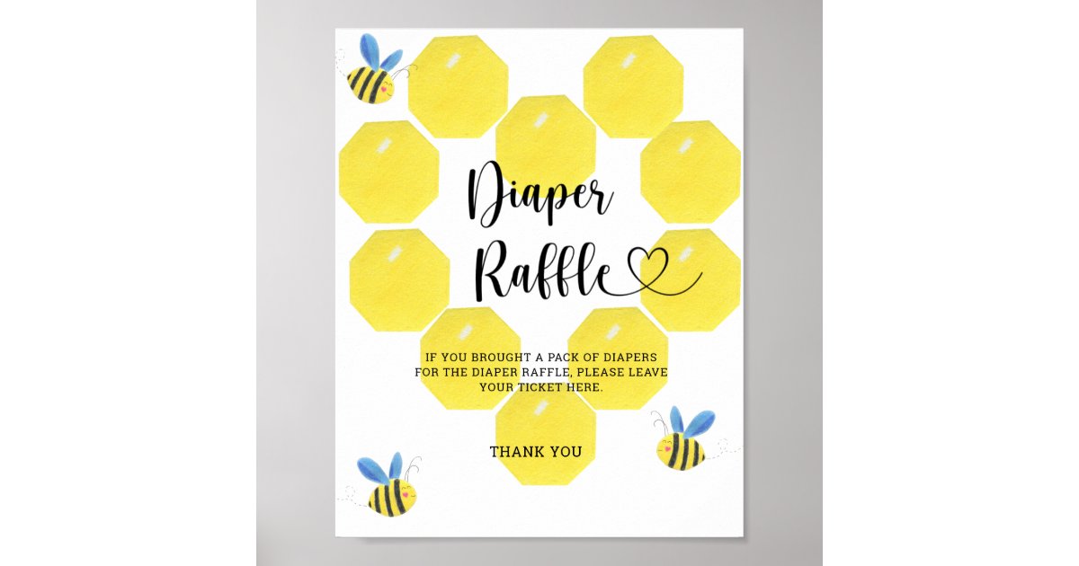 Bumble Bee diaper raffle Poster | Zazzle