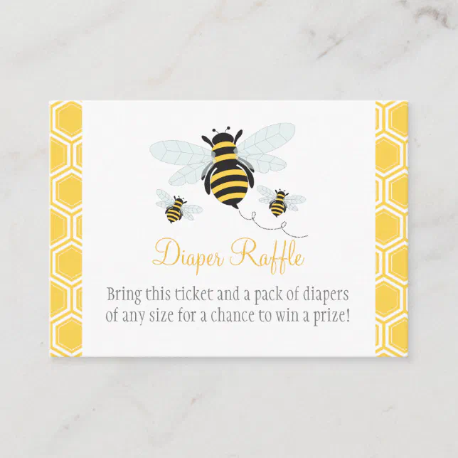 Bumble Bee Diaper Raffle Ticket Enclosure Card | Zazzle