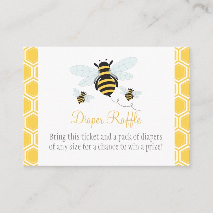 Bumble Bee Diaper Raffle Ticket Enclosure Card | Zazzle