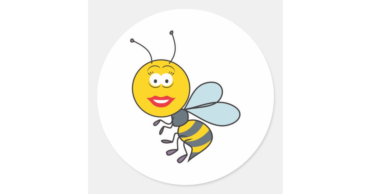 Bumble Bee Face Classic Round Sticker | Zazzle