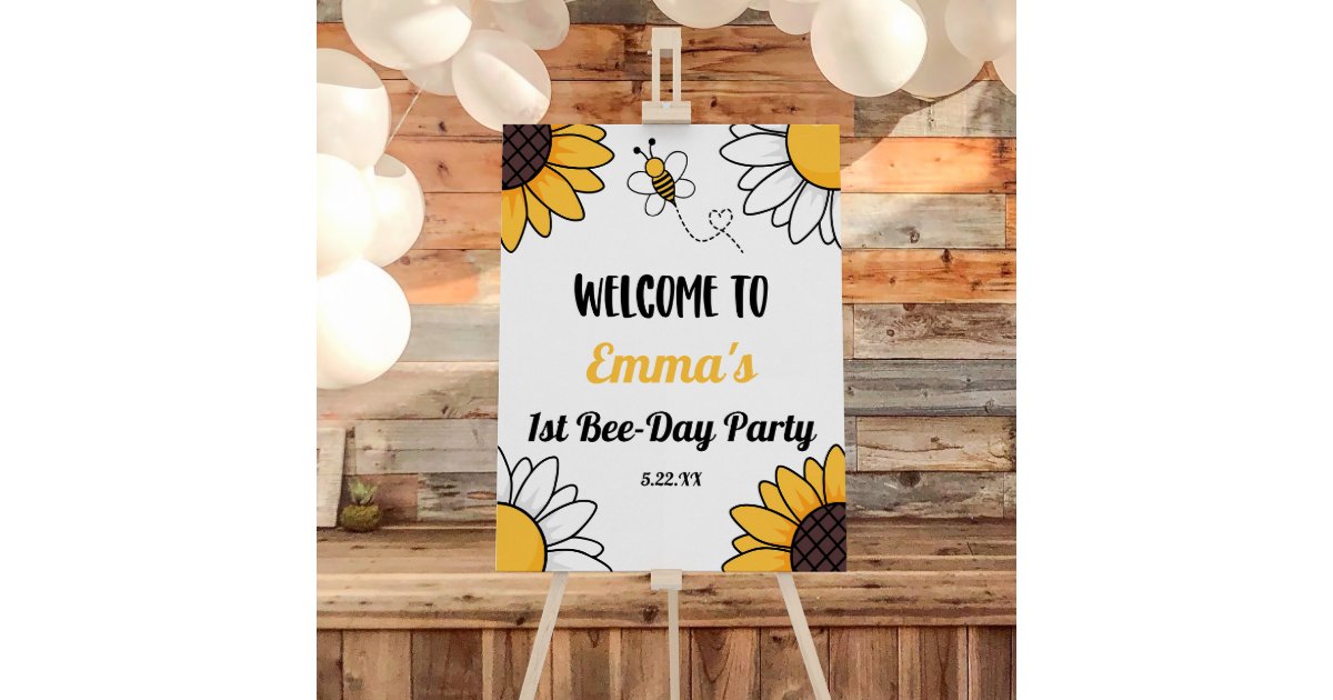 Bumble Bee First 1st Birthday Party Welcome Sign | Zazzle