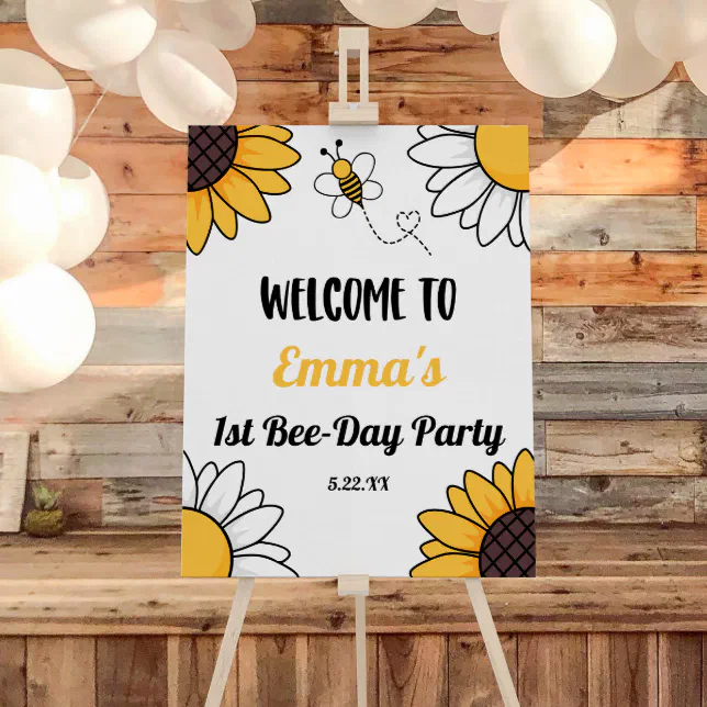 Bumble Bee First 1st Birthday Party Welcome Sign | Zazzle