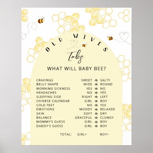 Bumble bee gender reveal Old Wives Tales Poster | Zazzle Bumble bee gender reveal Old Wives Tales Poster | Zazzle