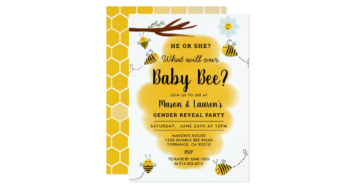 Bumble Bee Gender Reveal Party Invitation