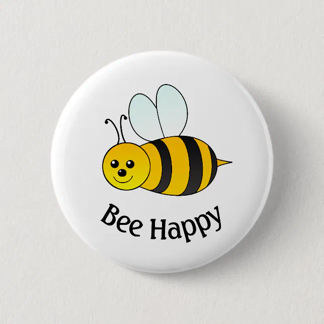 Bumble Bee Happy Pinback Button | Zazzle