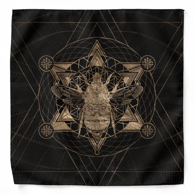 Bumble Bee in Sacred Geometry - Black and Gold Bandana | Zazzle