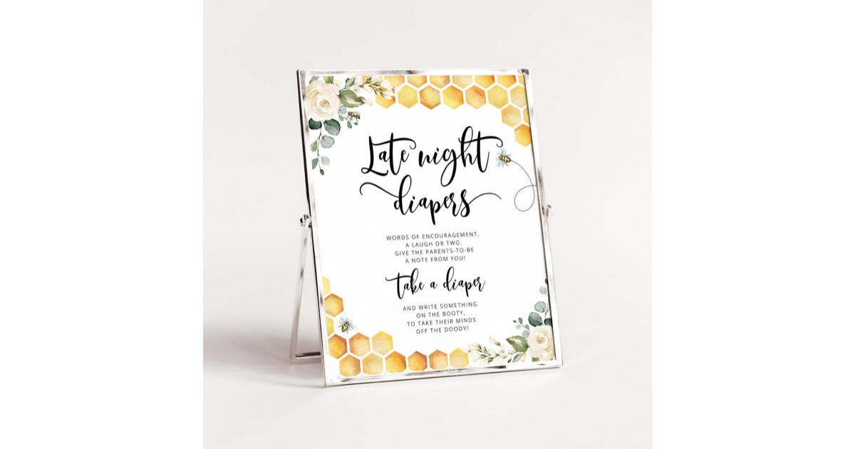 Bumble bee Late night diapers baby shower Poster | Zazzle