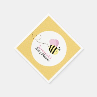 Bumble Bee Pink Wings Custom Napkins | Zazzle