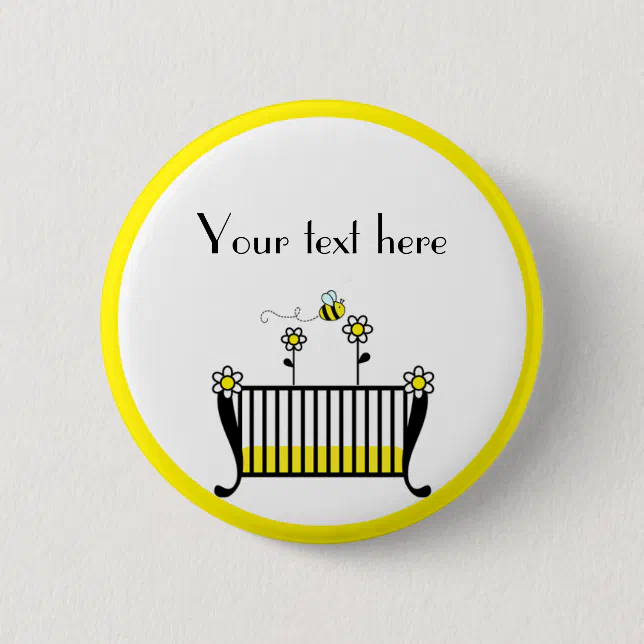 Bumble Bee Polka Dot Baby Shower Button | Zazzle