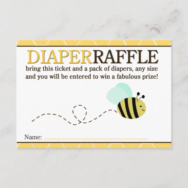 Bumble Bee Shower Diaper Raffle Card | Zazzle