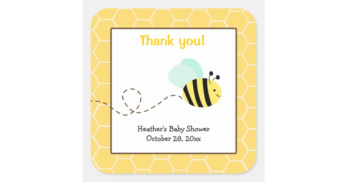 Bumble Bee Square Favor Stickers | Zazzle