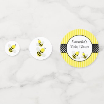 Bumble Bee Striped Polka Dots Baby Shower Confetti | Zazzle