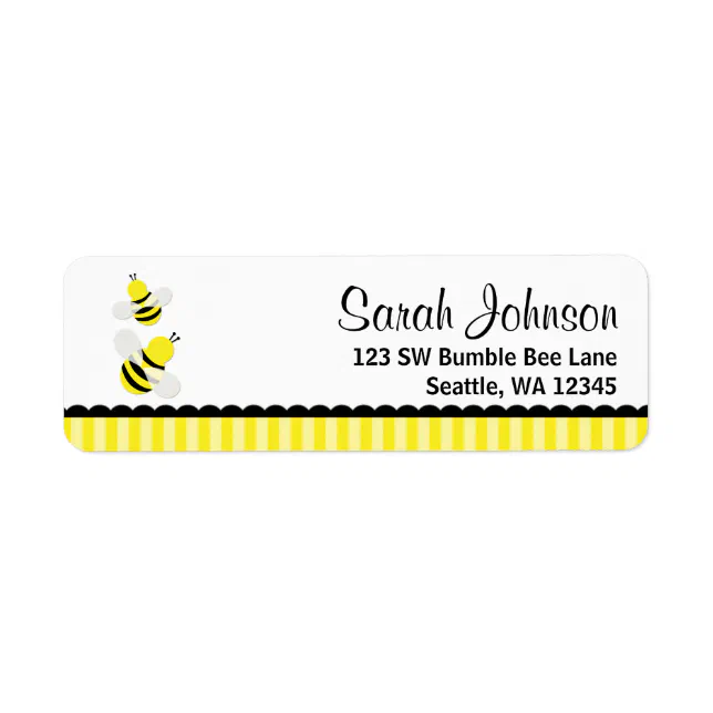 Bumble Bee Striped Return Address Label | Zazzle
