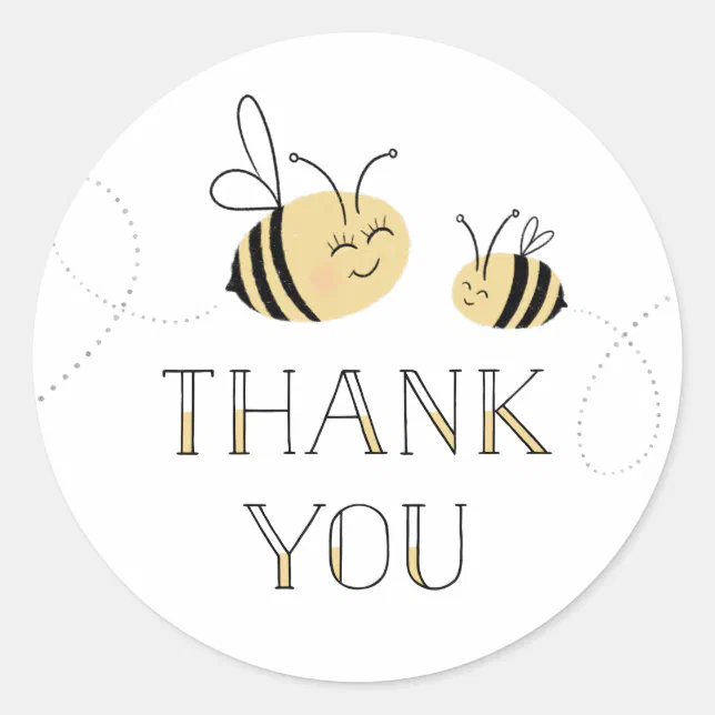 Bumble Bee Thank You Classic Round Sticker | Zazzle