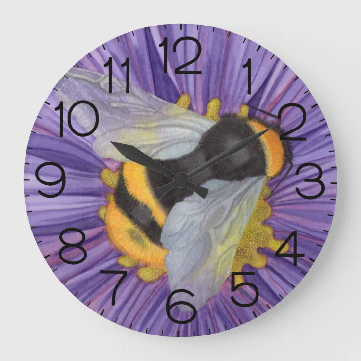 Bumble Bee Wall Clock Honey Bee Aster | Zazzle