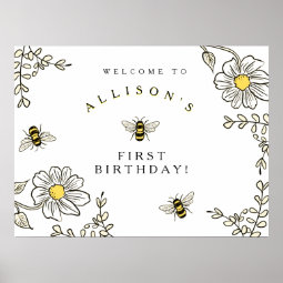 Bumble Bee Welcome for Bumble Bee Birthday Poster | Zazzle