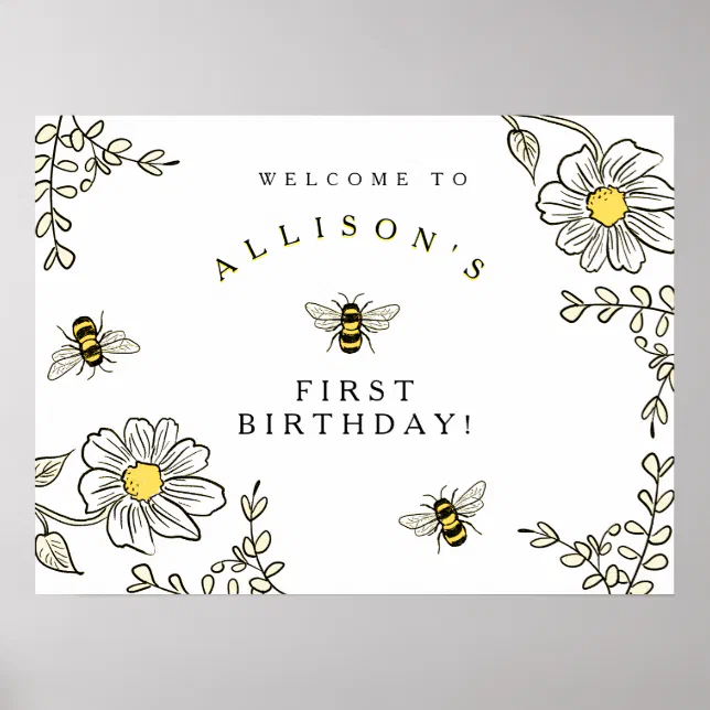 Bumble Bee Welcome for Bumble Bee Birthday Poster | Zazzle