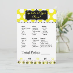 Bumble Bee What's in Your Purse? Baby Shower Game | Zazzle