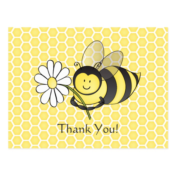 Bumble Bee with Daisy Thank You postcard | Zazzle.com