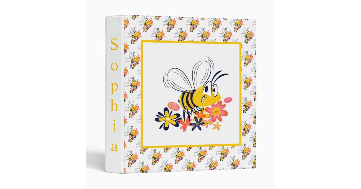 Bumble Bee's and Flowers 3 Ring Binder | Zazzle