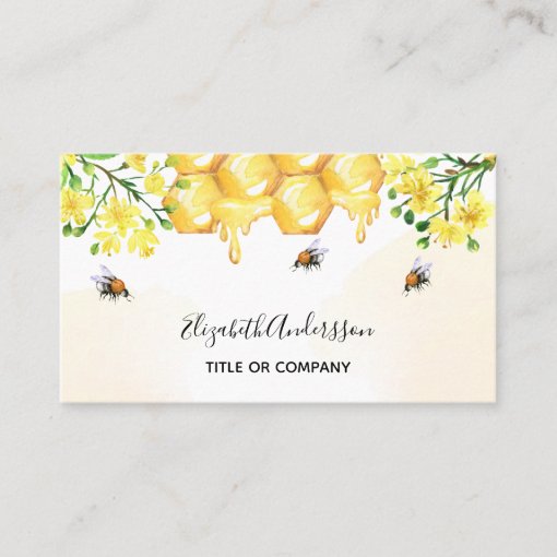 Bumble bees honey yellow floral qr code business card | Zazzle