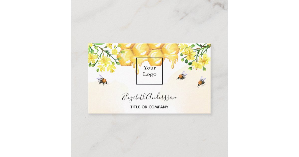 Bumble bees honey yellow floral qr code logo business card | Zazzle.com
