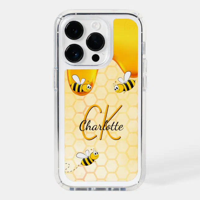 Bumble bees honeycomb honey dripping monogram speck iPhone case | Zazzle