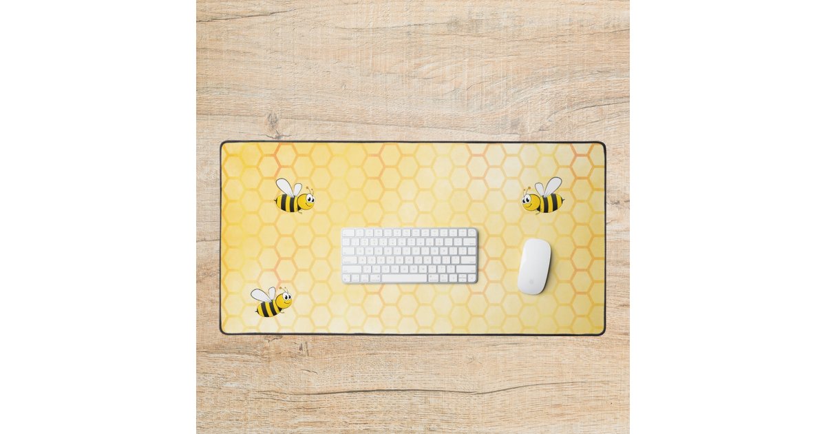 Bumble bees yellow honeycomb summer desk mat | Zazzle