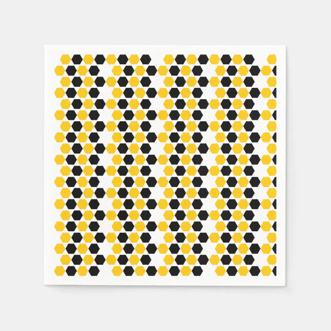 Bumble Black Yellow Geometric Hexagram Hex Pattern Napkins | Zazzle