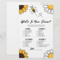 Bumble Honey Bee What's In Purse Baby Shower Game Stationery | Zazzle