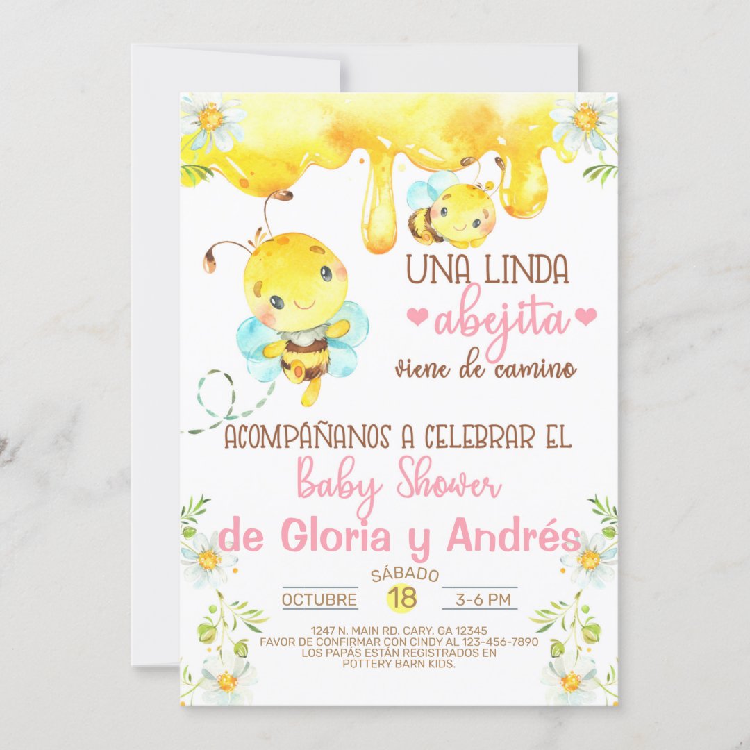 Bumblebee abejita baby shower invitation, Spanish. Invitation | Zazzle