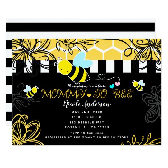 Bumblebee Black & Yellow Baby Shower Mommy to BEE Invitation | Zazzle.com