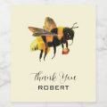 BumbleBee Carrying Pollen - Thank You Custom Name Wine Label | Zazzle