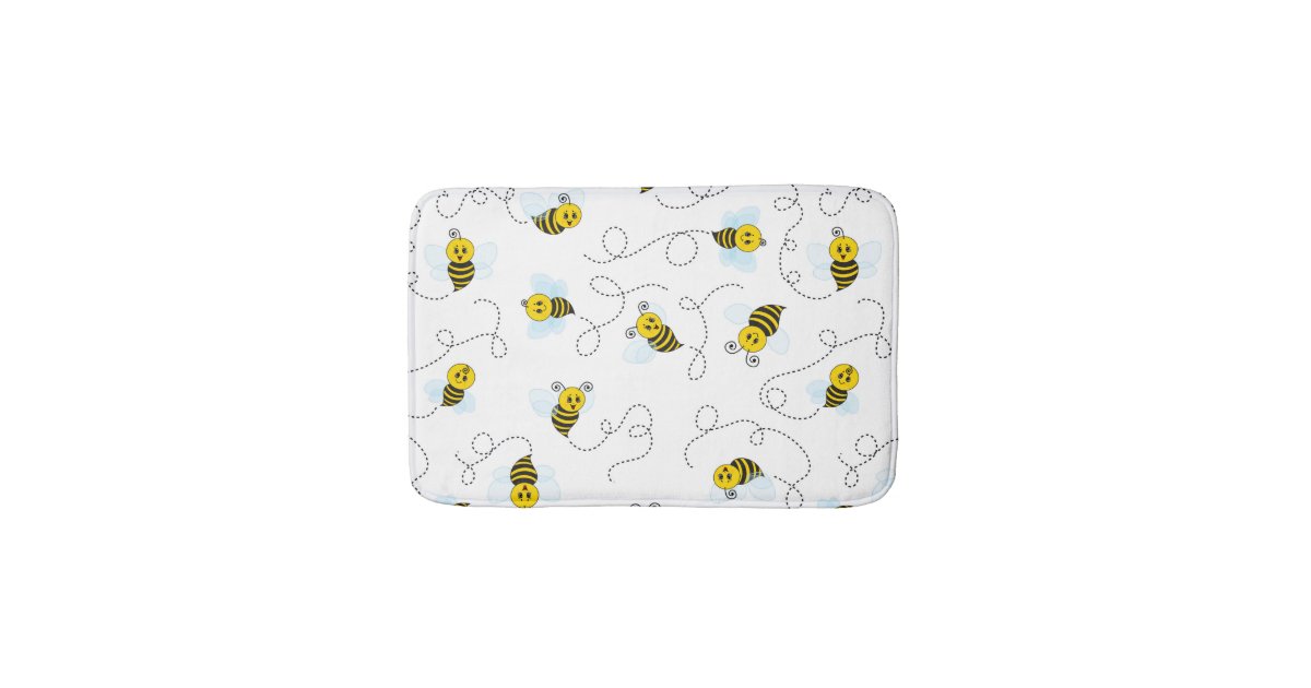 Bumblebee Flying Yellow Black Bumble Bee Bath Mat | Zazzle