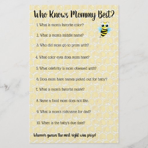Bumblebee Honey Bee Themed baby shower games Flyer | Zazzle