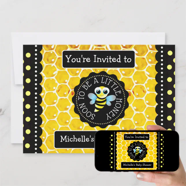 Bumblebee Honeybee Themed Baby Shower Invitation | Zazzle