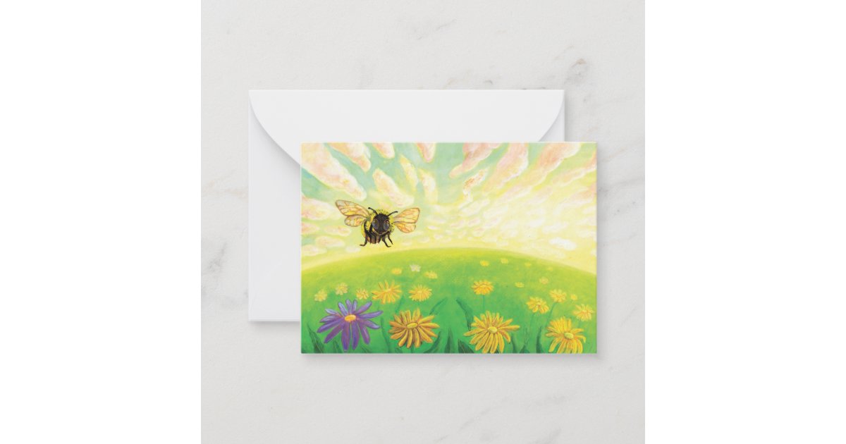 Bumblebee on the Horizon Note Card | Zazzle