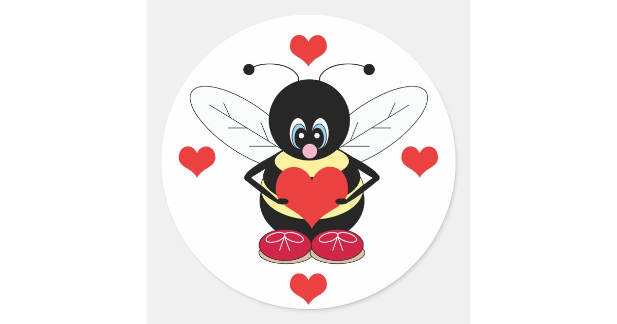 Bumblebee with Hearts Stickers | Zazzle