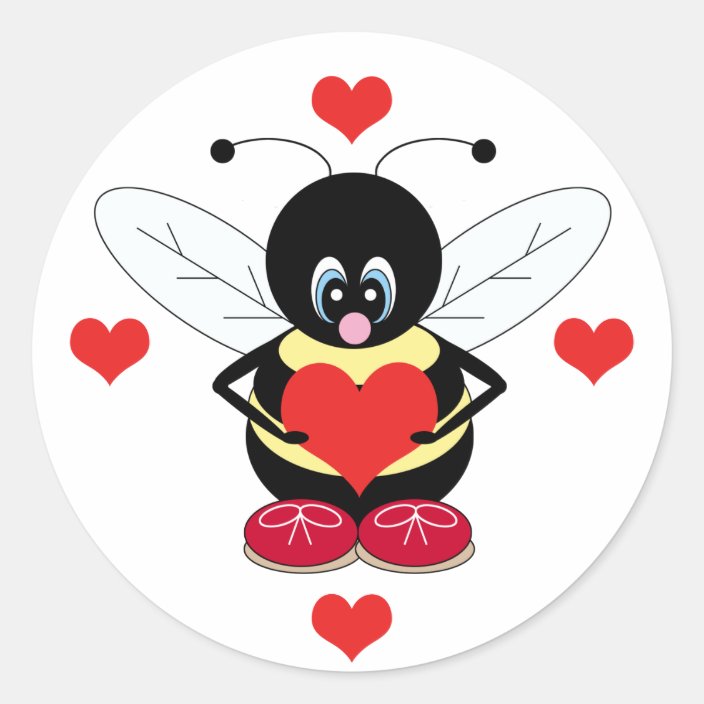 Bumblebee with Hearts Stickers | Zazzle.com