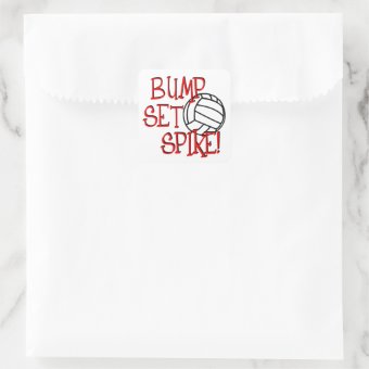 Bump, Set, Spike! Volleyball Square Sticker | Zazzle