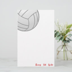 Bump Set Spike Volleyball Stationery | Zazzle