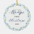 Bump's First Christmas Footprints Blue Holiday Ceramic Ornament | Zazzle
