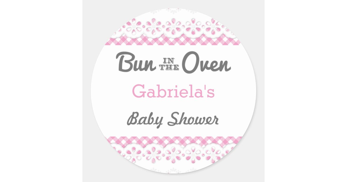 Bun In The Oven Baby Shower Favor Sticker | Zazzle