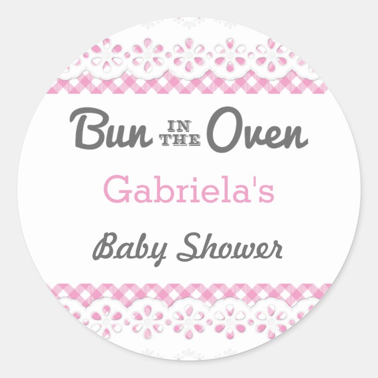 Bun In The Oven Baby Shower Favor Sticker | Zazzle