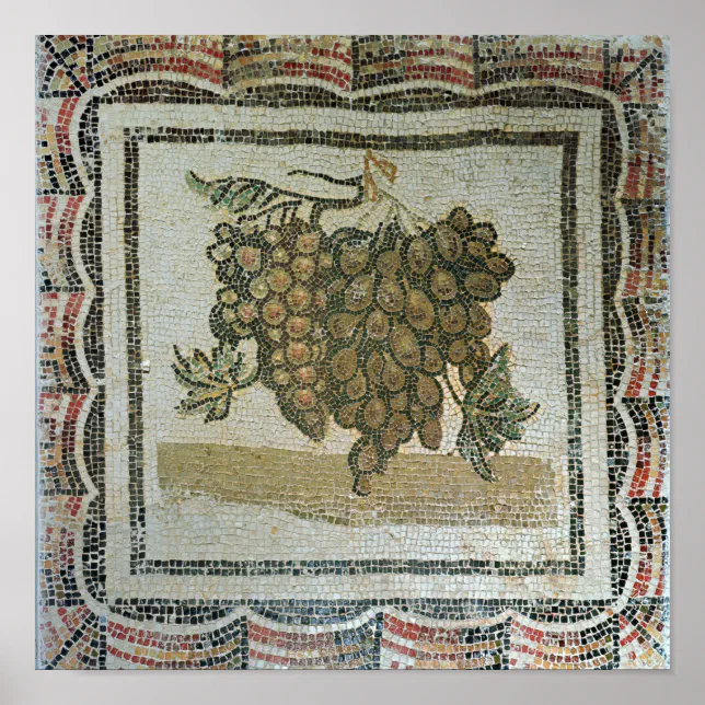 Bunch of white grapes, Roman mosaic Poster | Zazzle