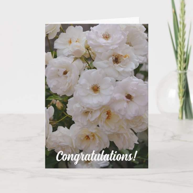 Bunch of White Roses Wedding Congratulations Card | Zazzle