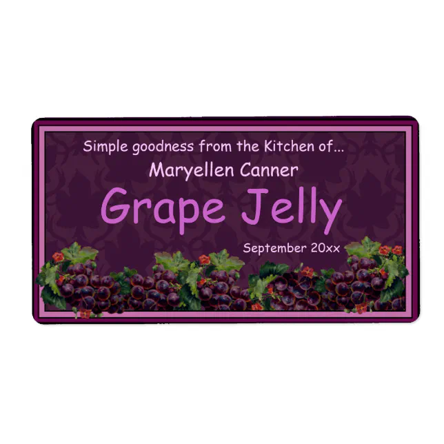 Bunches of Grapes for Jam or Jelly Jars Label | Zazzle